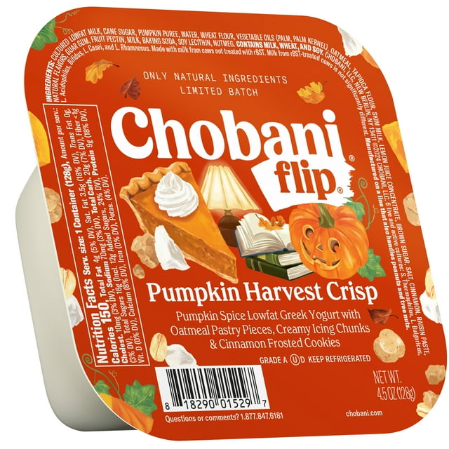Chobani Flip Low-Fat Greek Yogurt Limited Batch Pumpkin Harvest Crisp 4 ...