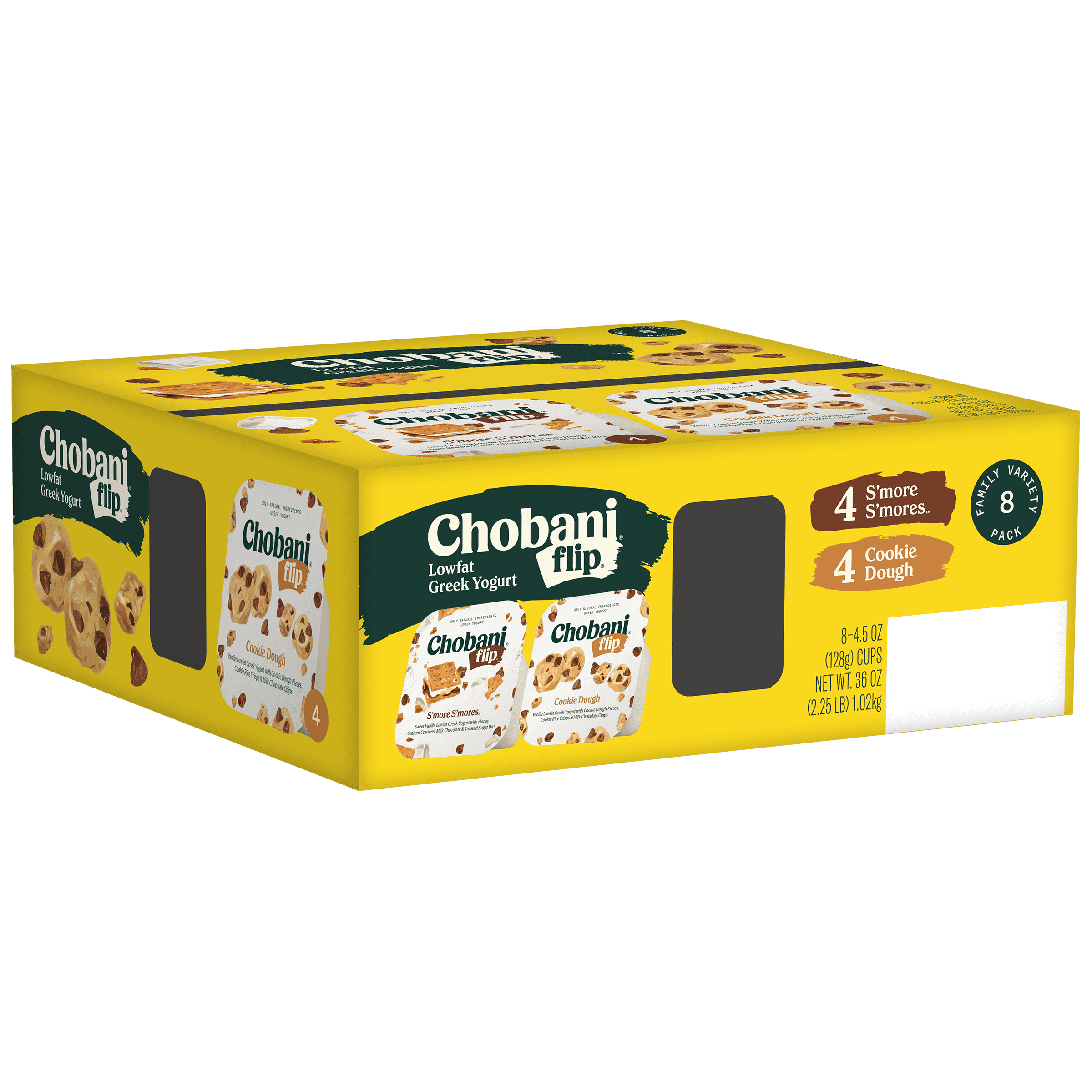 Chobani Greek Yogurt Flip S'mores Cookie Dough 4.5 oz 8PK protein snack ...
