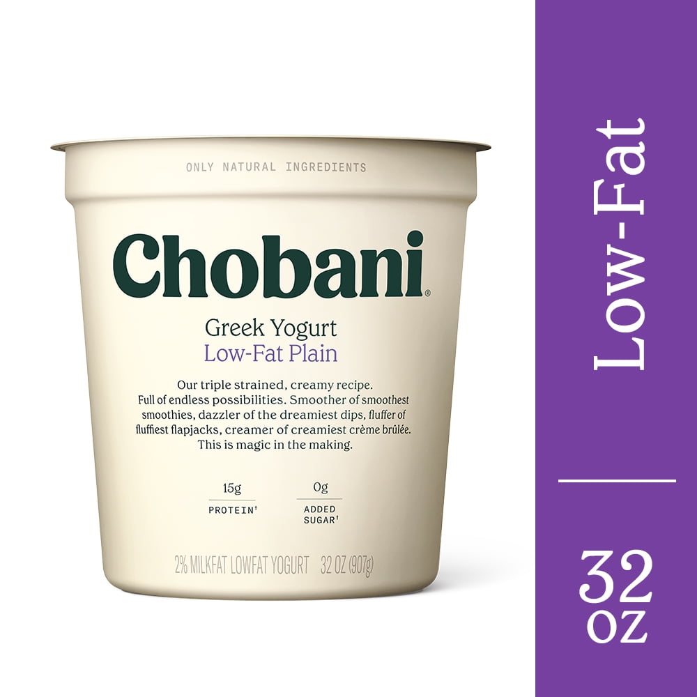 Chobani Low-Fat Greek Yogurt, Plain 32 Oz Tub - Walmart.com