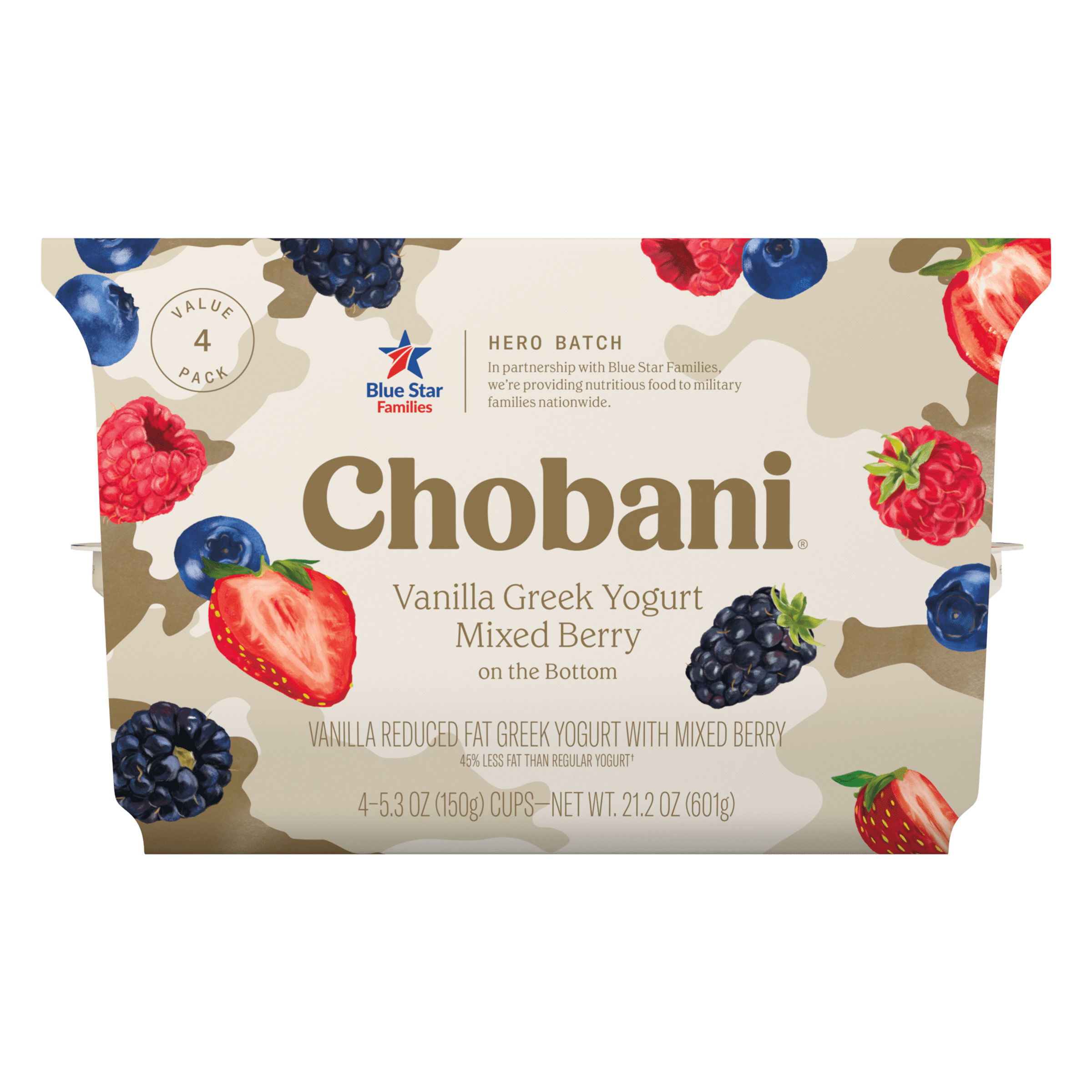 Chobani Low-Fat Vanilla Greek Yogurt Mixed Berry On The Bottom, Hero ...