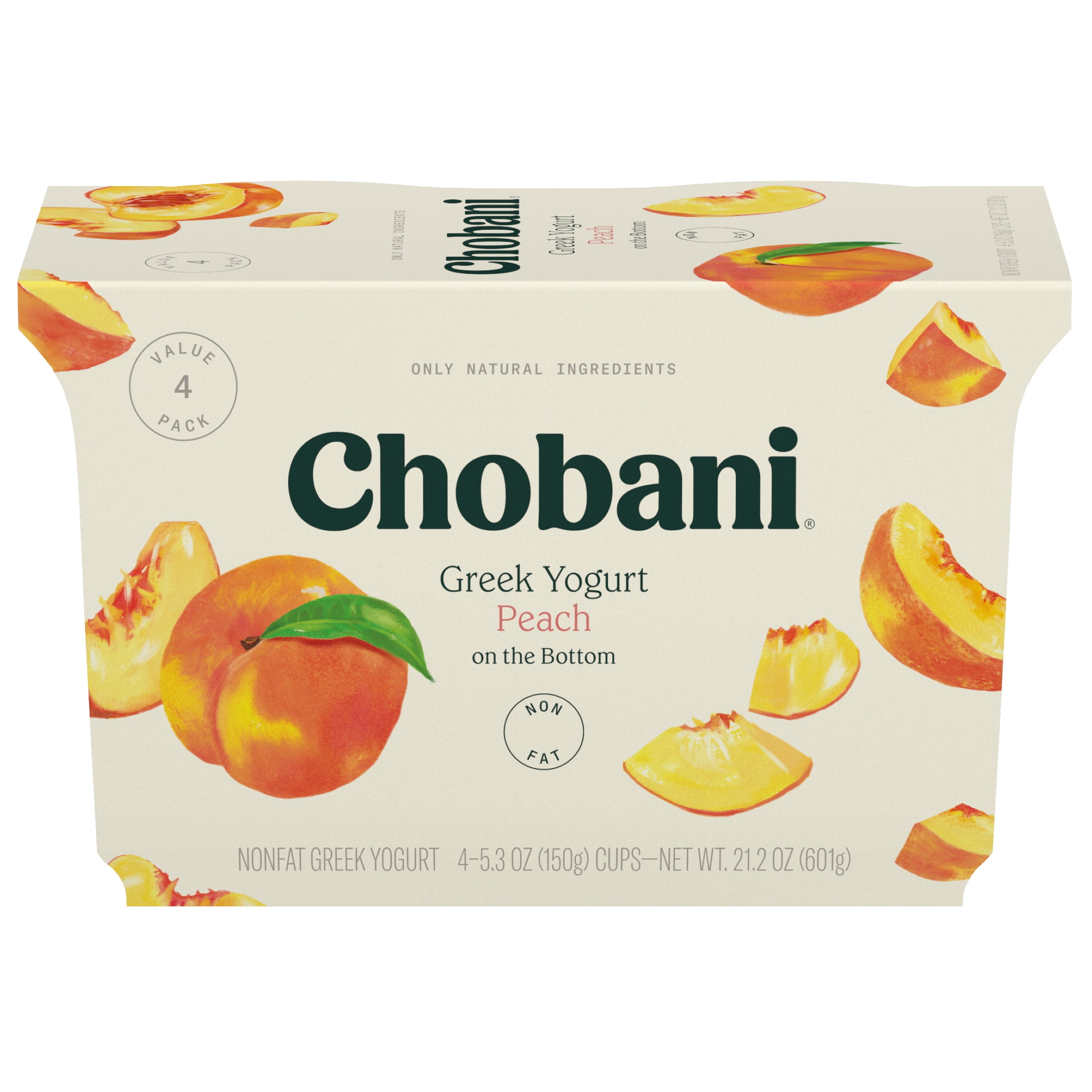 Chobani Non-Fat Greek Yogurt, Peach 4PK Cup - Walmart.com