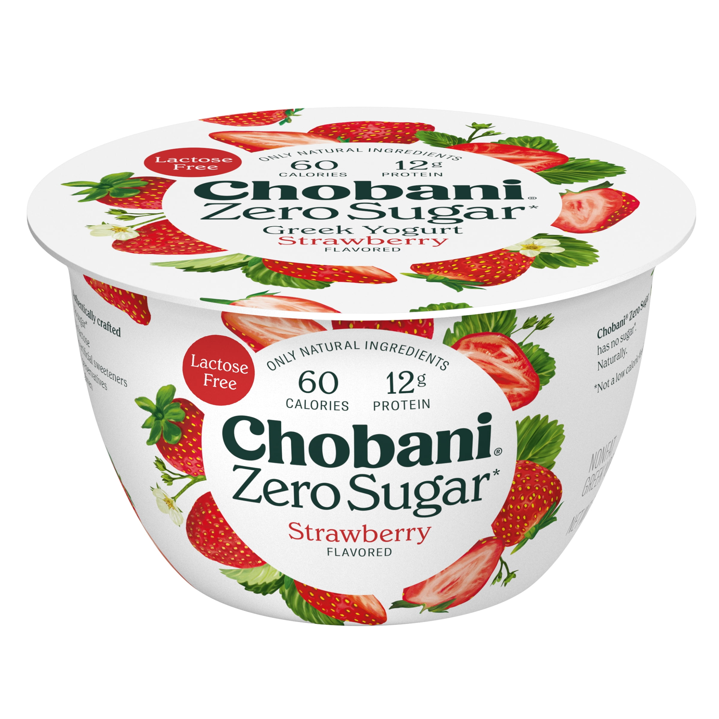 Chobani Zero Sugar Non-Fat Greek Yogurt Strawberry 5.3 oz Cup with 12g ...