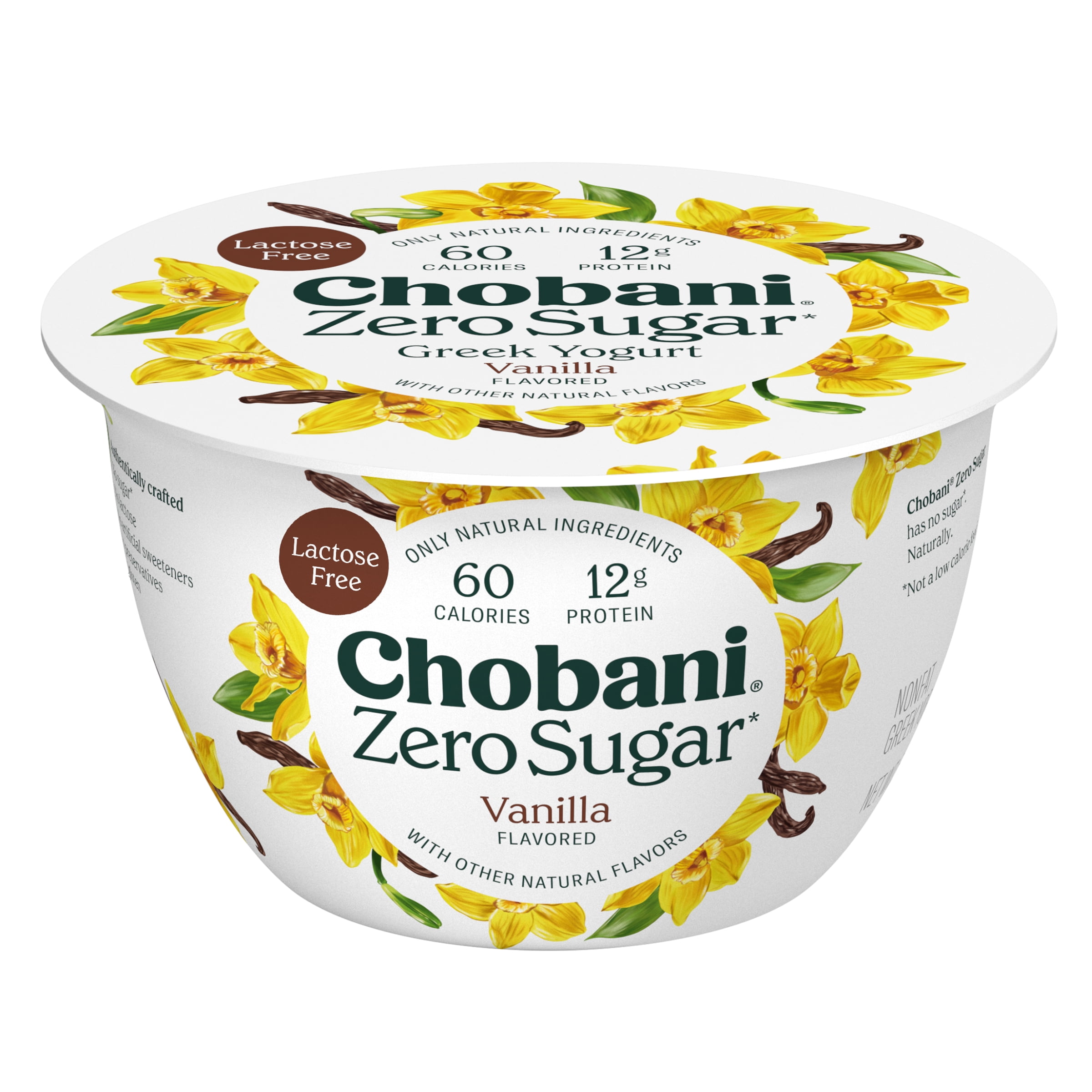 Chobani Zero Sugar Non-Fat Greek Yogurt Vanilla 5.3 oz Cup - Walmart.com