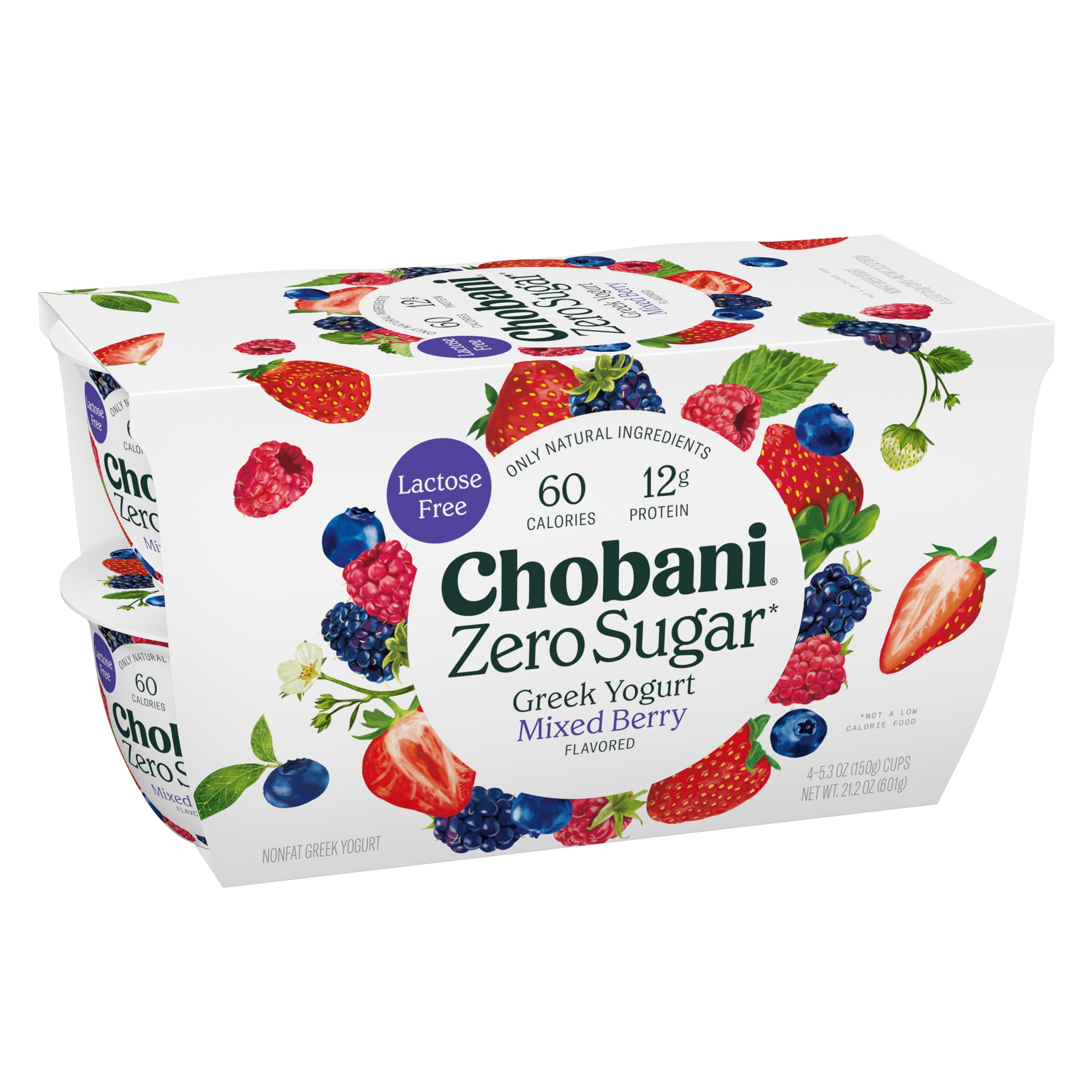 Chobani Zero Sugar Yogurt, Mixed Berry 4 -5.3 oz Cup - Walmart.com
