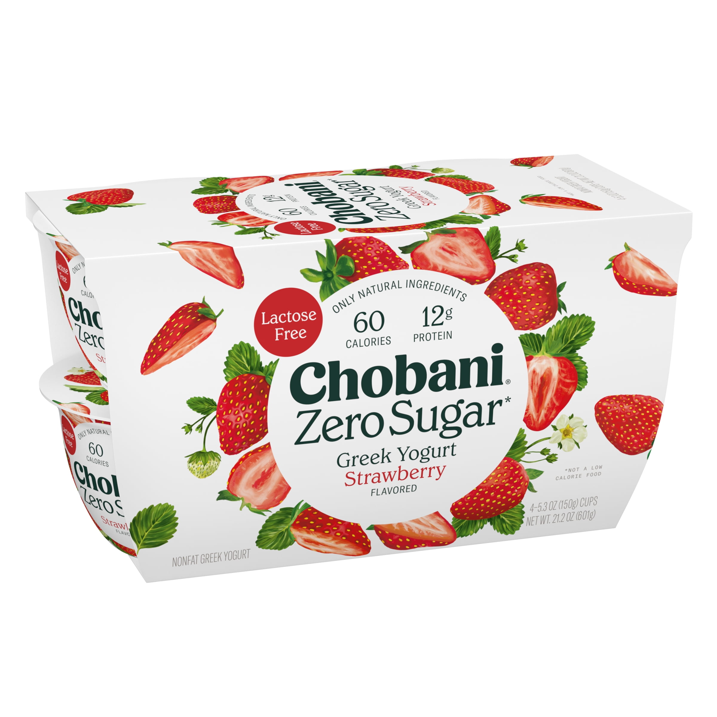 Chobani Zero Sugar Yogurt, Strawberry 4 -5.3 oz Cup - Walmart.com