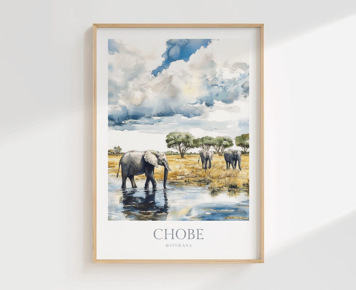 Chobe Poster Botswana Wall Art National Park Travel Poster, Unframed ...