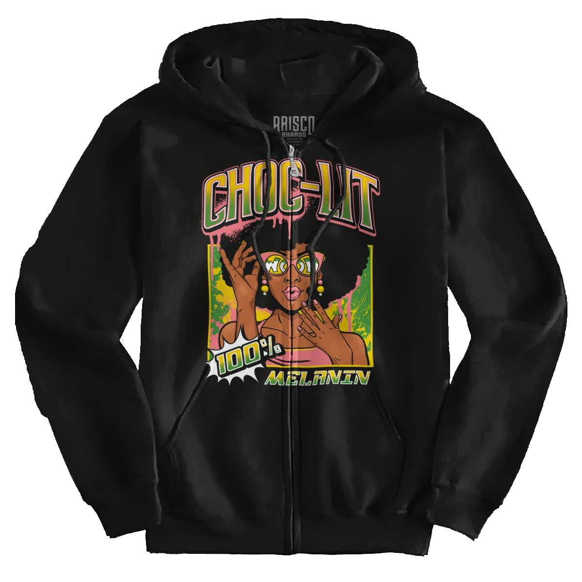 Choc-Lit 100 Percent Melanin Pride Zip Hoodie Sweatshirt Women Brisco ...