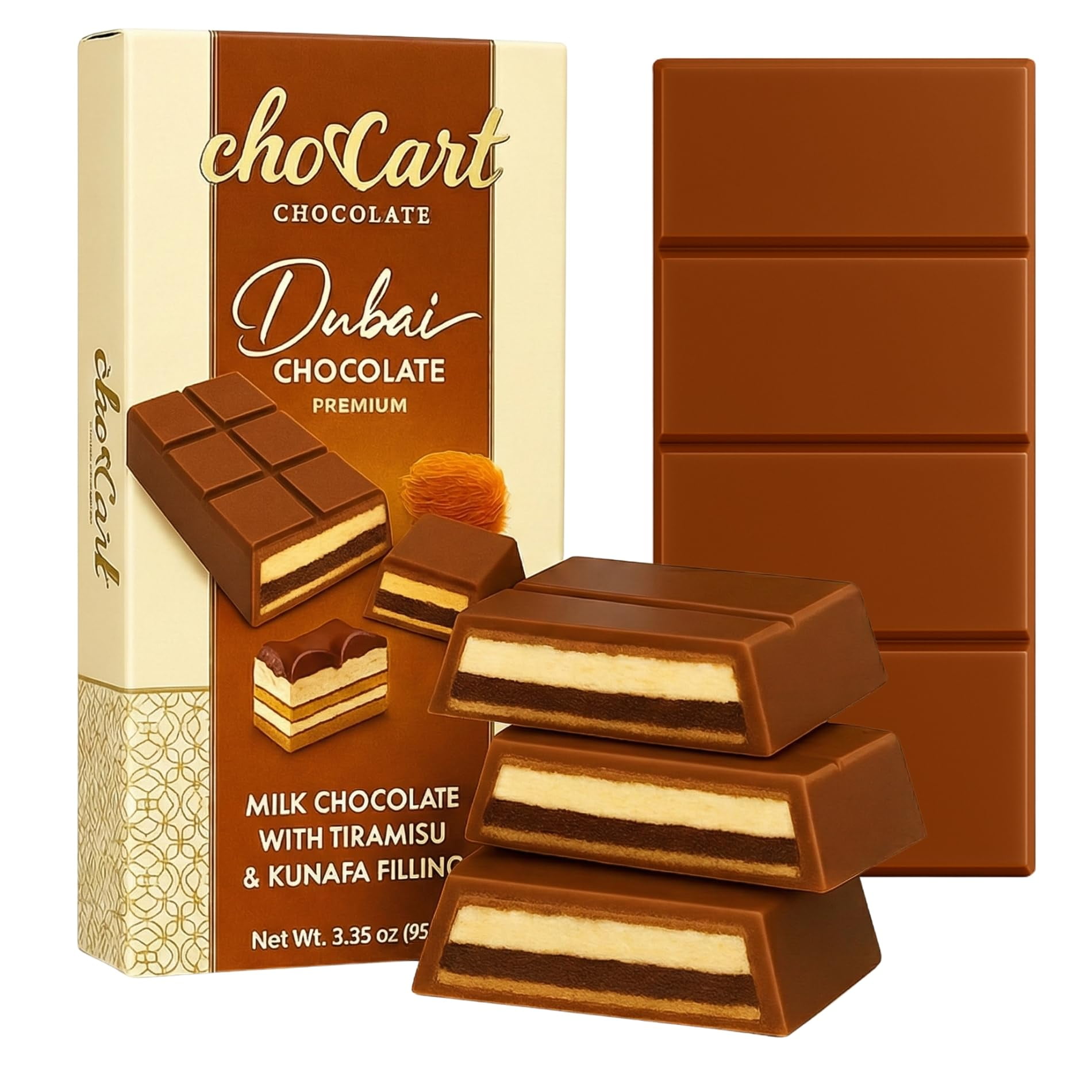 ChocCart Dubai Chocolate - BCF26 Premium Belgian Milk Chocolate with ...