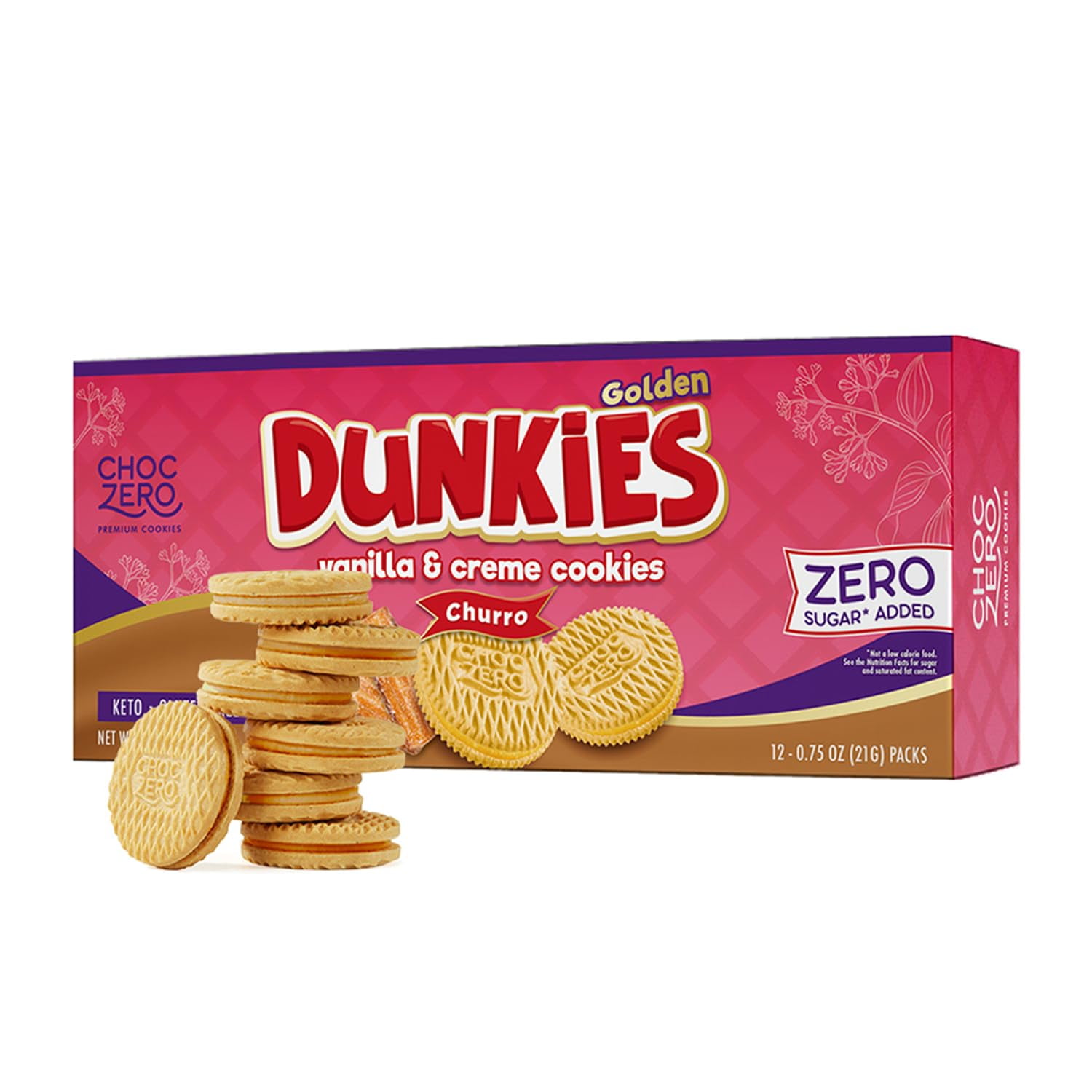 ChocZero Churro Creme Vanilla Sandwich Cookies TVS1 - Low Sugar, Gluten ...