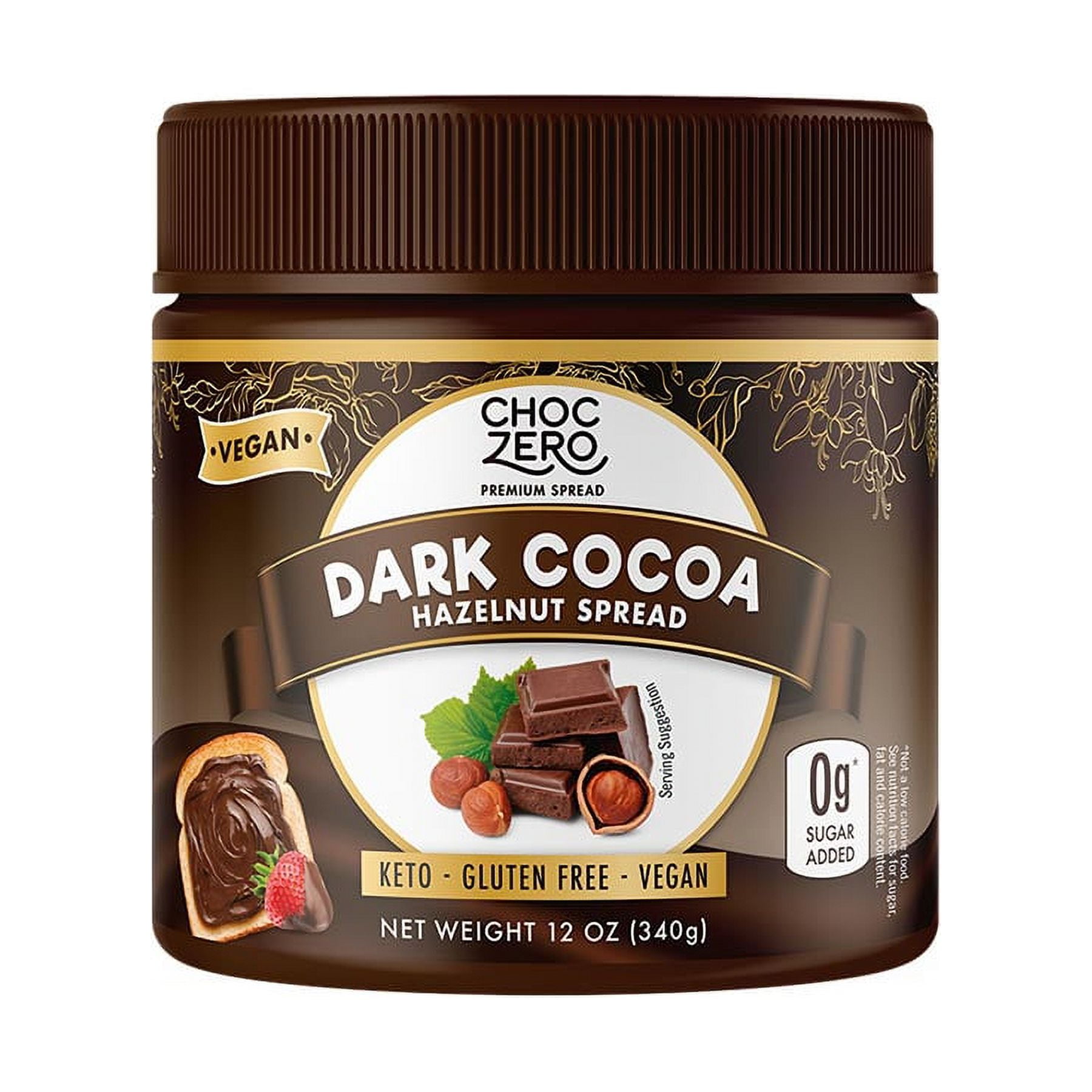 ChocZero Dark Chocolate Hazelnut Spread Keto, Vegan, No Sugar Added ...