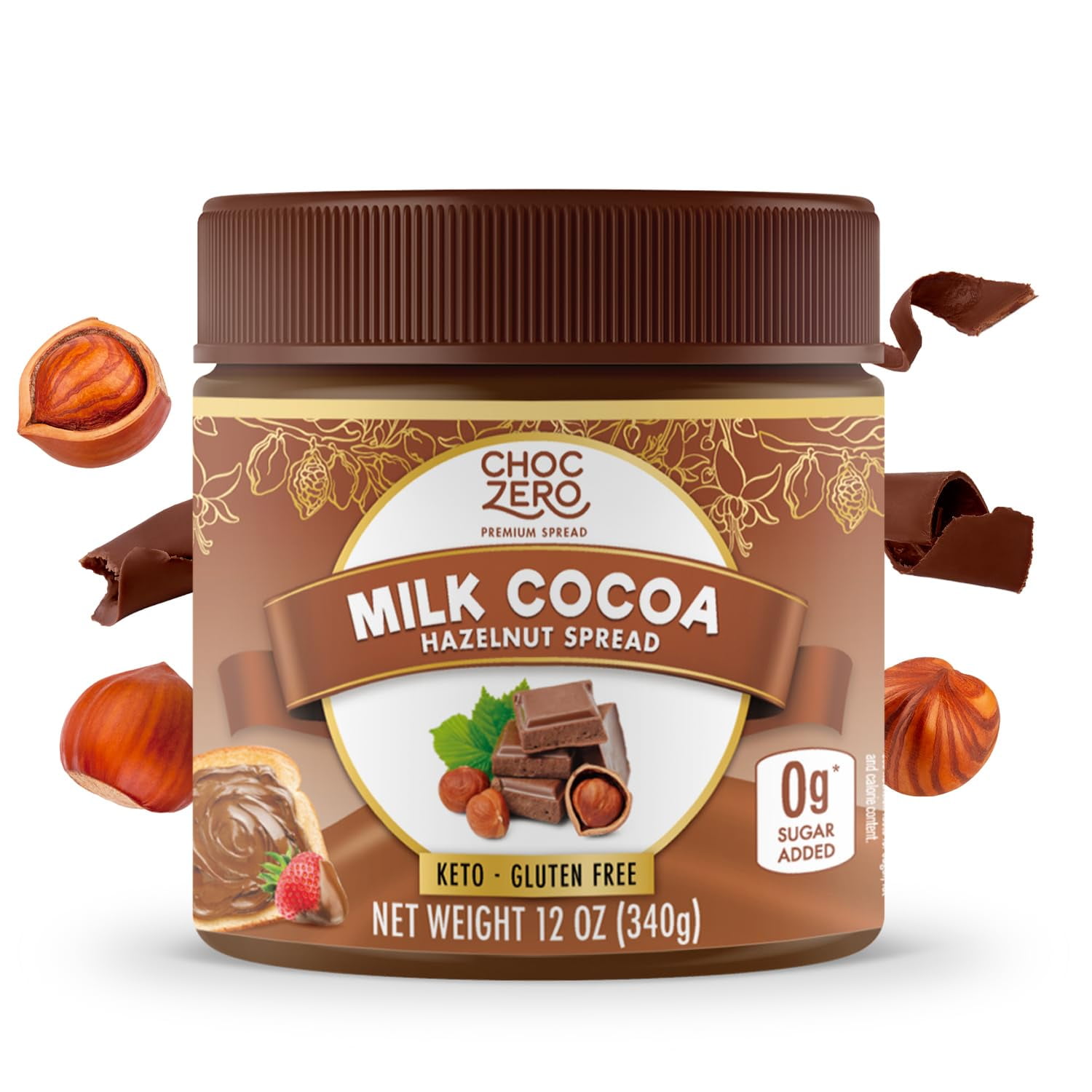 ChocZero Milk Chocolate Hazelnut Spread - BSL1 Keto Friendly, No Sugar ...