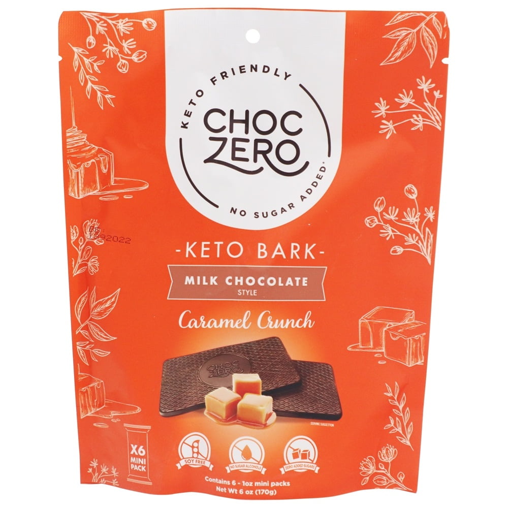 ChocZero Milk Chocolate Keto Bark, Creamy Caramel Crunch, 6 oz ...