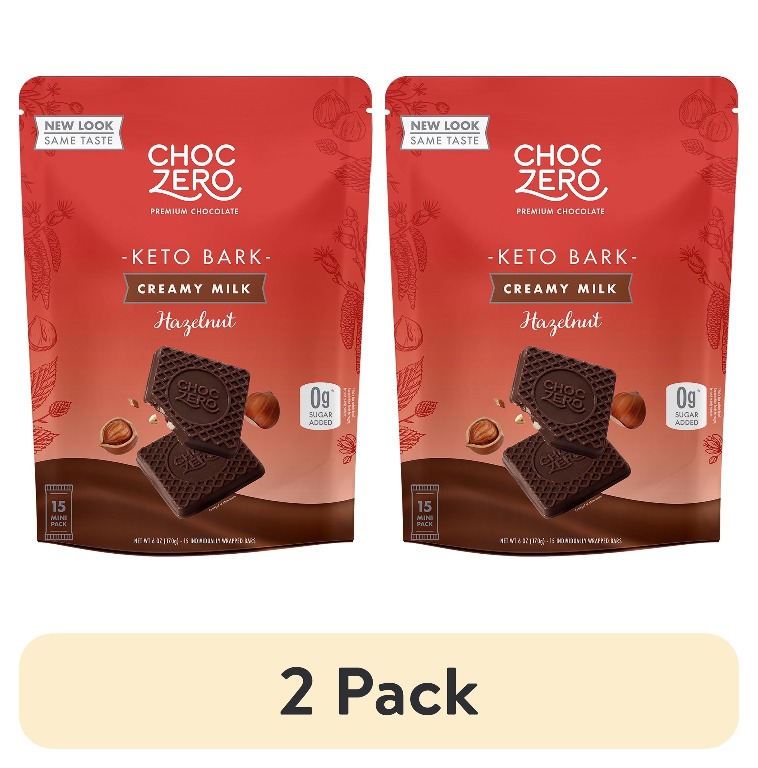 (2 pack) ChocZero No Sugar Added Milk Chocolate Hazelnut Keto Bark, 6 ...