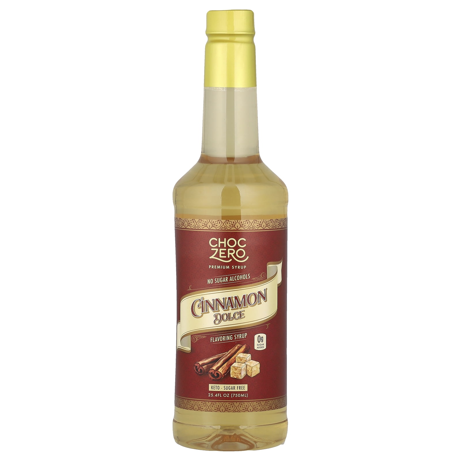 ChocZero Premium Syrup, Cinnamon Dolce, Sugar Free, 25.4 fl oz (750 ml ...