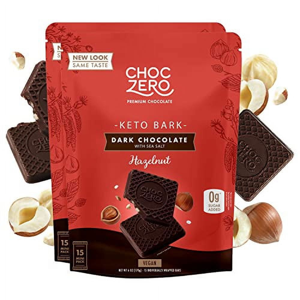 ChocZero's Keto Bark, Dark Chocolate Hazelnut with Sea Salt. Sugar Free ...