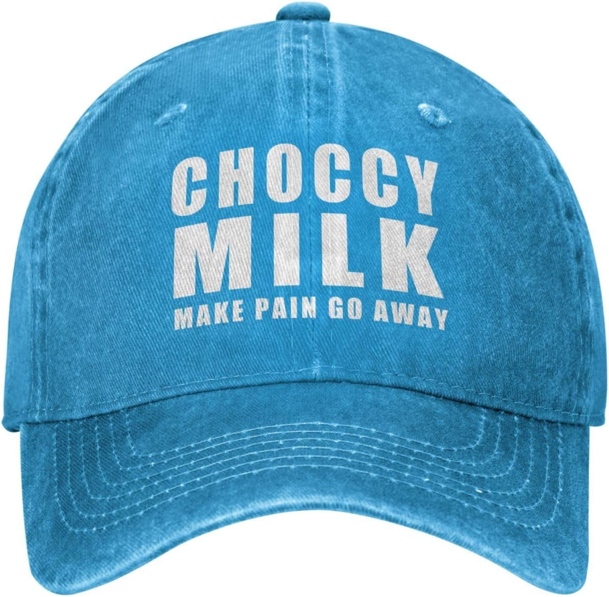 Choccy Milk Make Pain Go Away Hat Funny Cotton Washed Cowboy Baseball ...