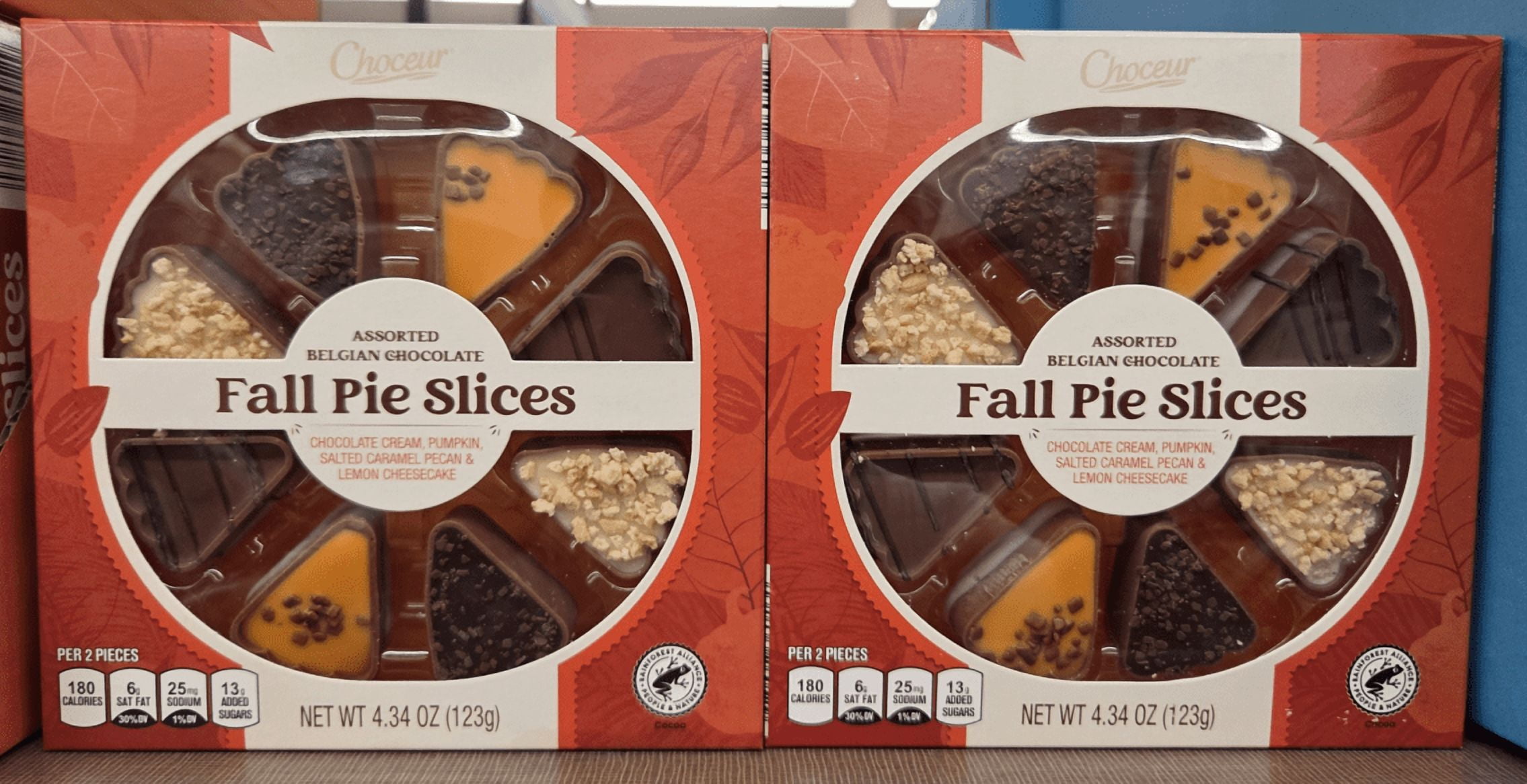Choceur Assorted Belgian Chocolate Fall Pie Slices 4.34oz 123g (2 Boxes ...