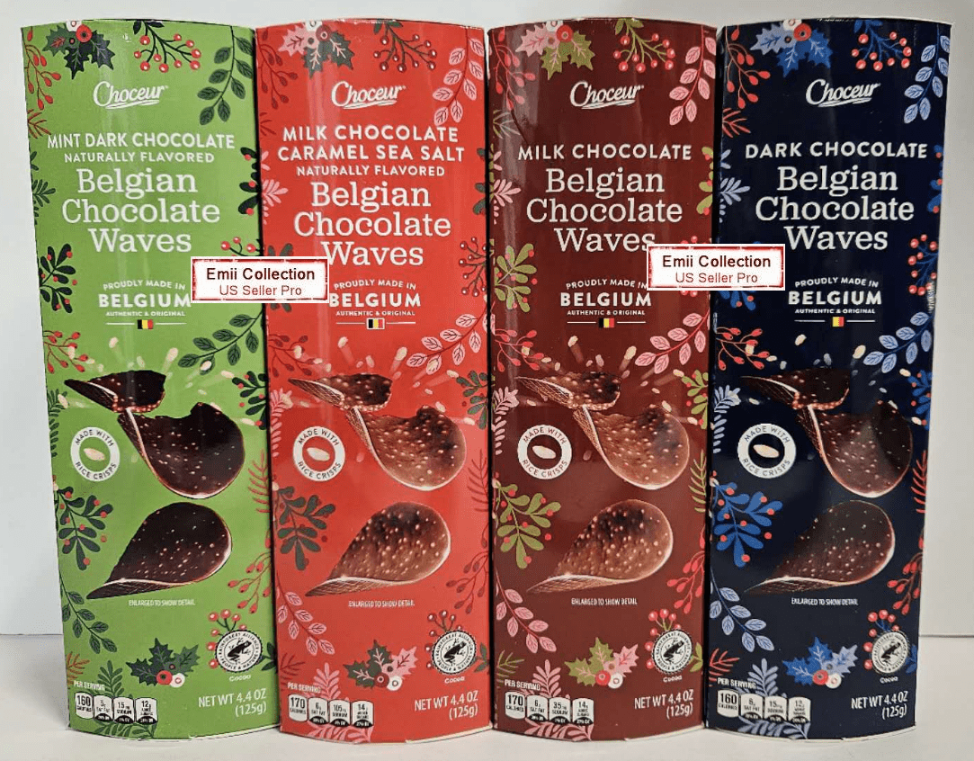 Choceur Belgian Chocolate Waves, Milk, Milk & Salted Caramel, Mint Dark ...