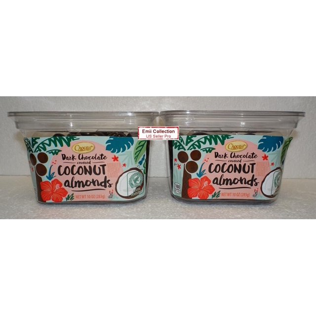 Choceur Dark Chocolate Covered Coconut Almonds 10oz 283g (2 Tubs) - Walmart.com