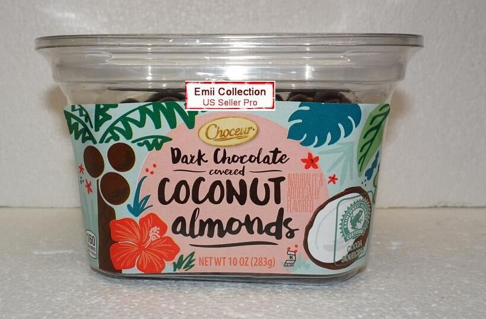 Choceur Dark Chocolate Covered Coconut Almonds 10oz 283g (Single Tub ...