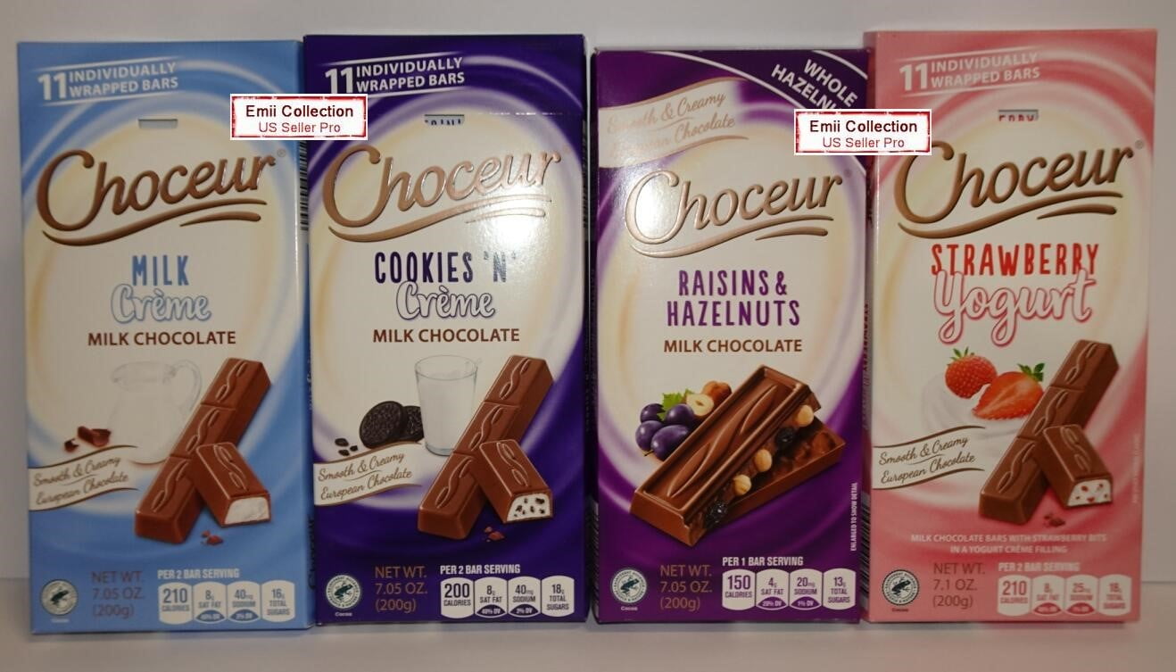 Choceur Milk Chocolate Bars Milk Crème, Milk Hazelnut Crisp, Raisin ...