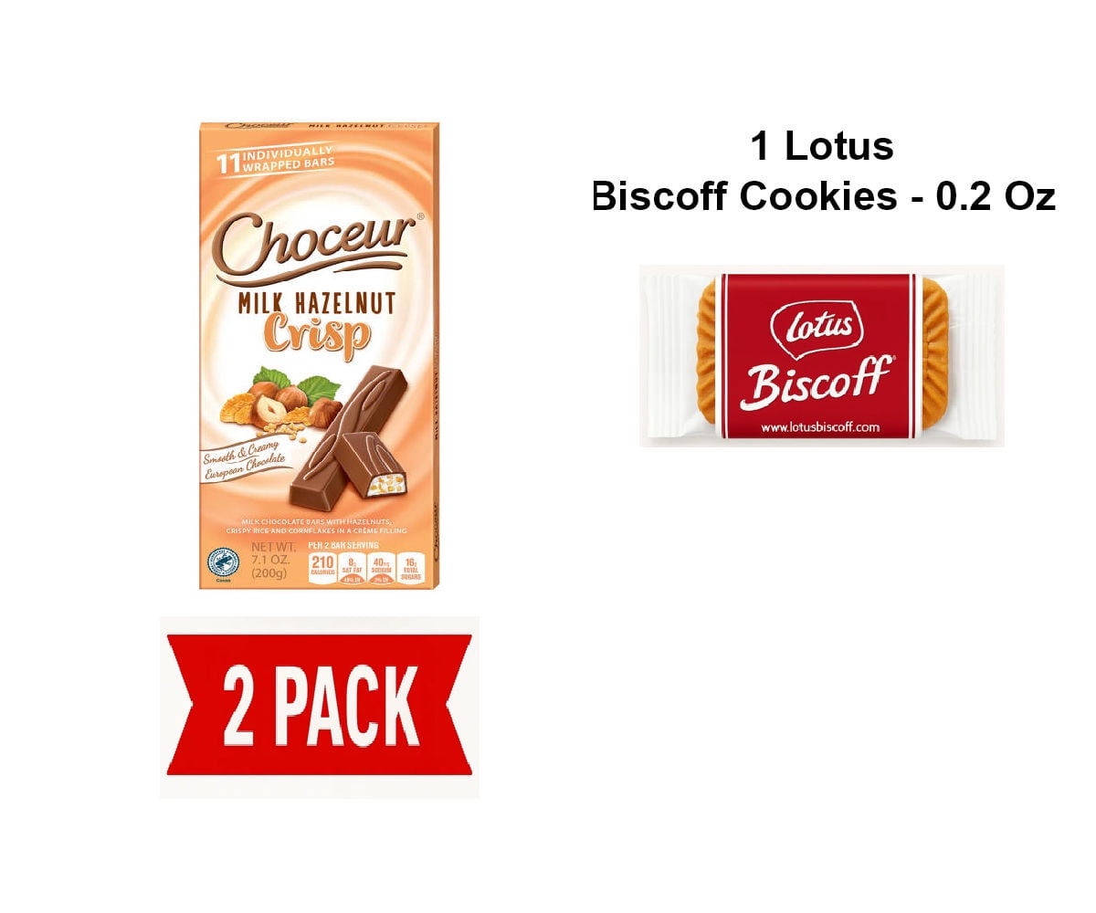 Choceur Milk Hazelnut Crisp Filled Mini Chocolate Bars, 7.05 oz - Pack of 2 & Lotus Biscoff ...