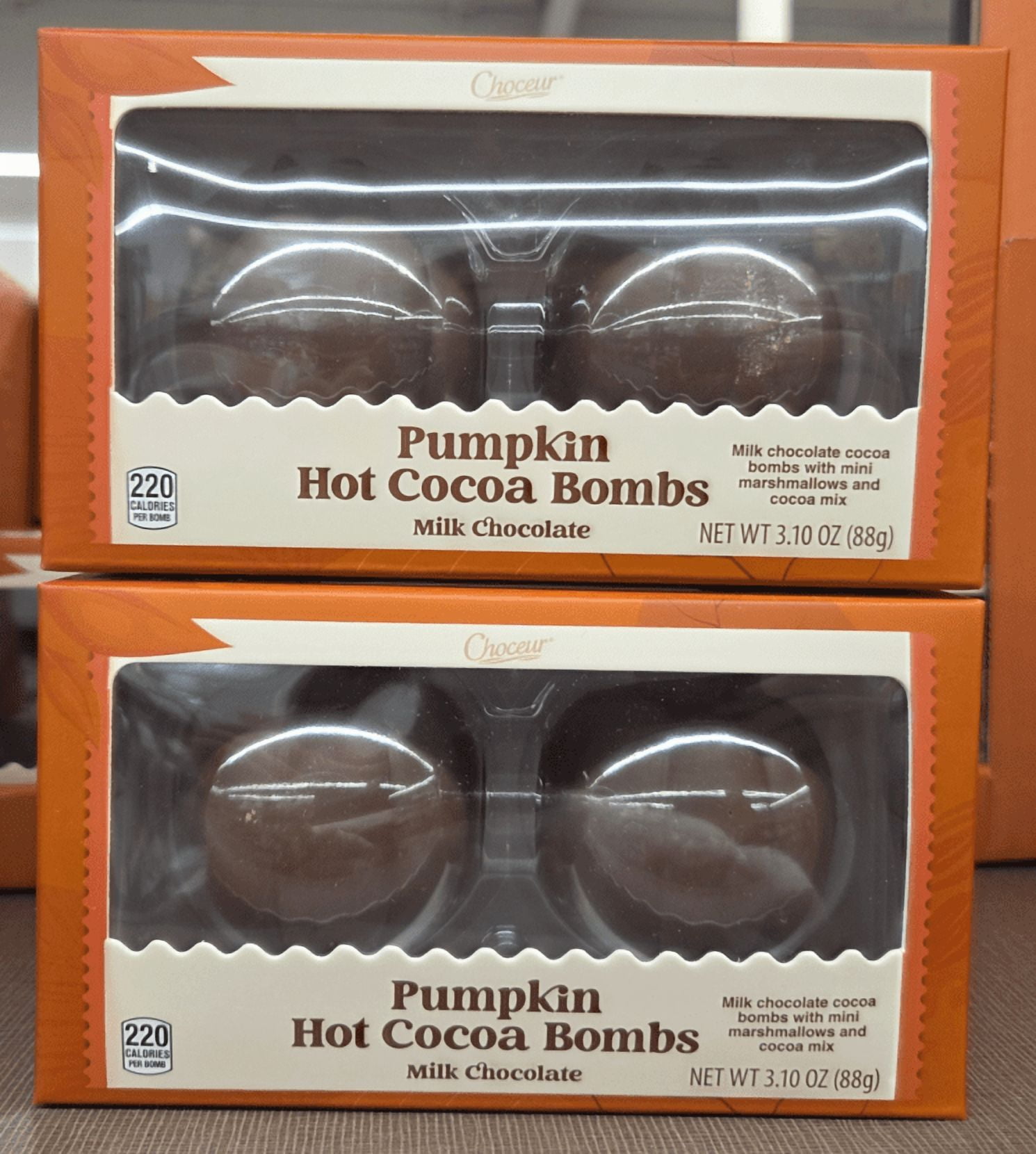 Choceur Pumpkin Milk Chocolate Hot Cocoa Bombs 3.1oz 88g (2 Boxes ...
