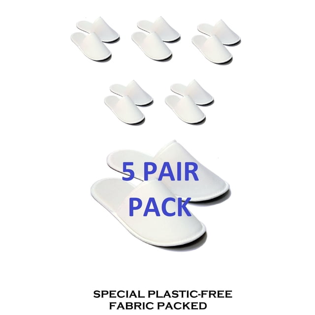 Chochili Bulk Indoor Footwear: 5 Pairs Terry Cotton Disposable Slippers ...
