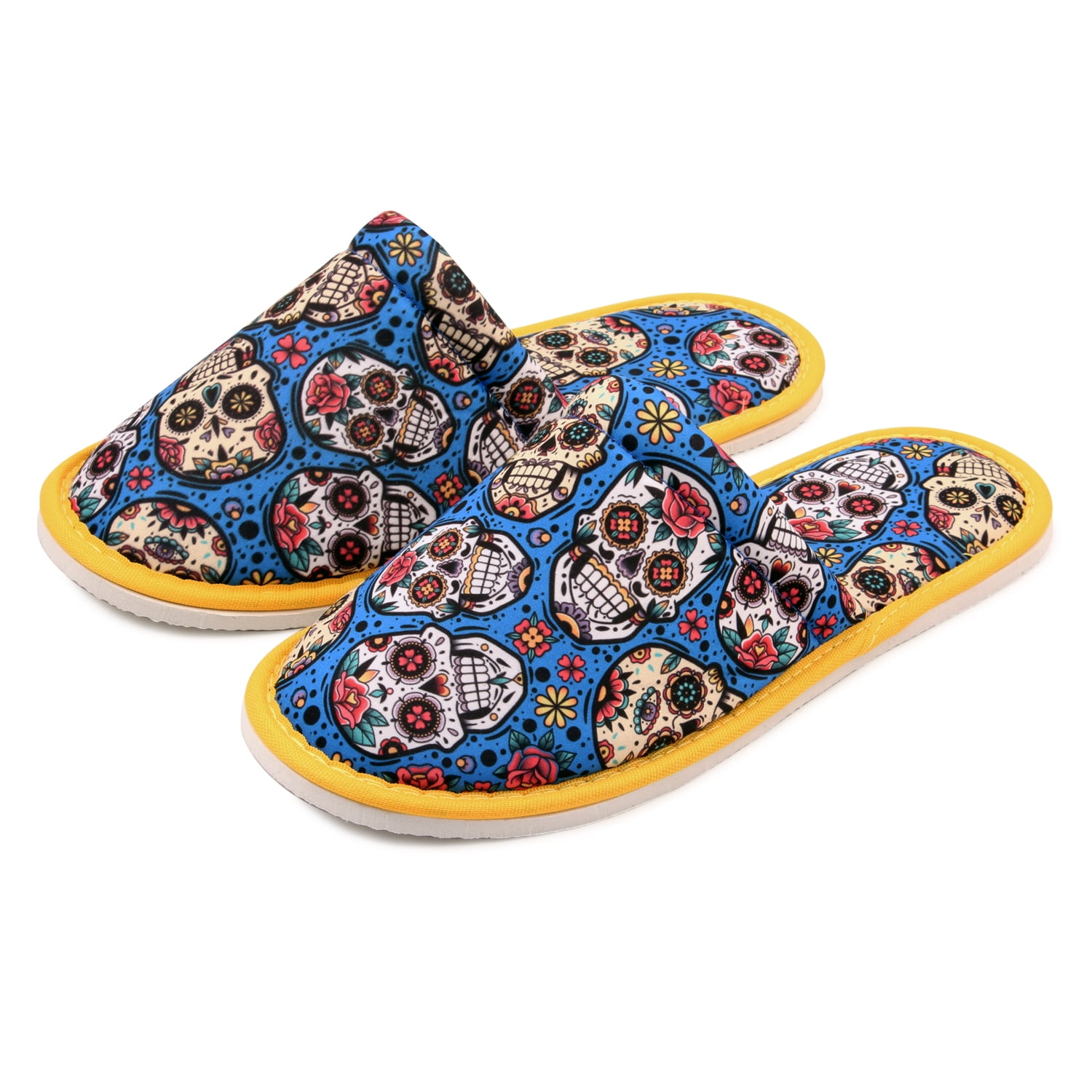 Chochili Women Mexican Skull Home Slippers Blue White Lightweight ...