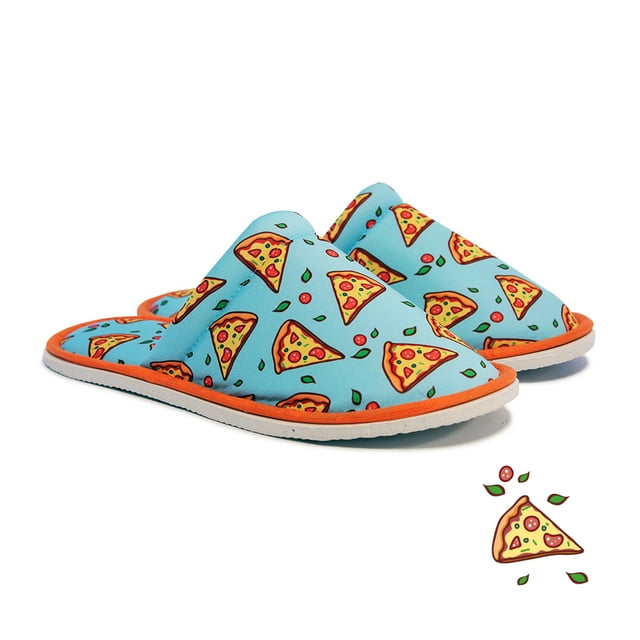 Chochili Women Pizza Home Slippers Yellow and Turquoise Lightweight ...