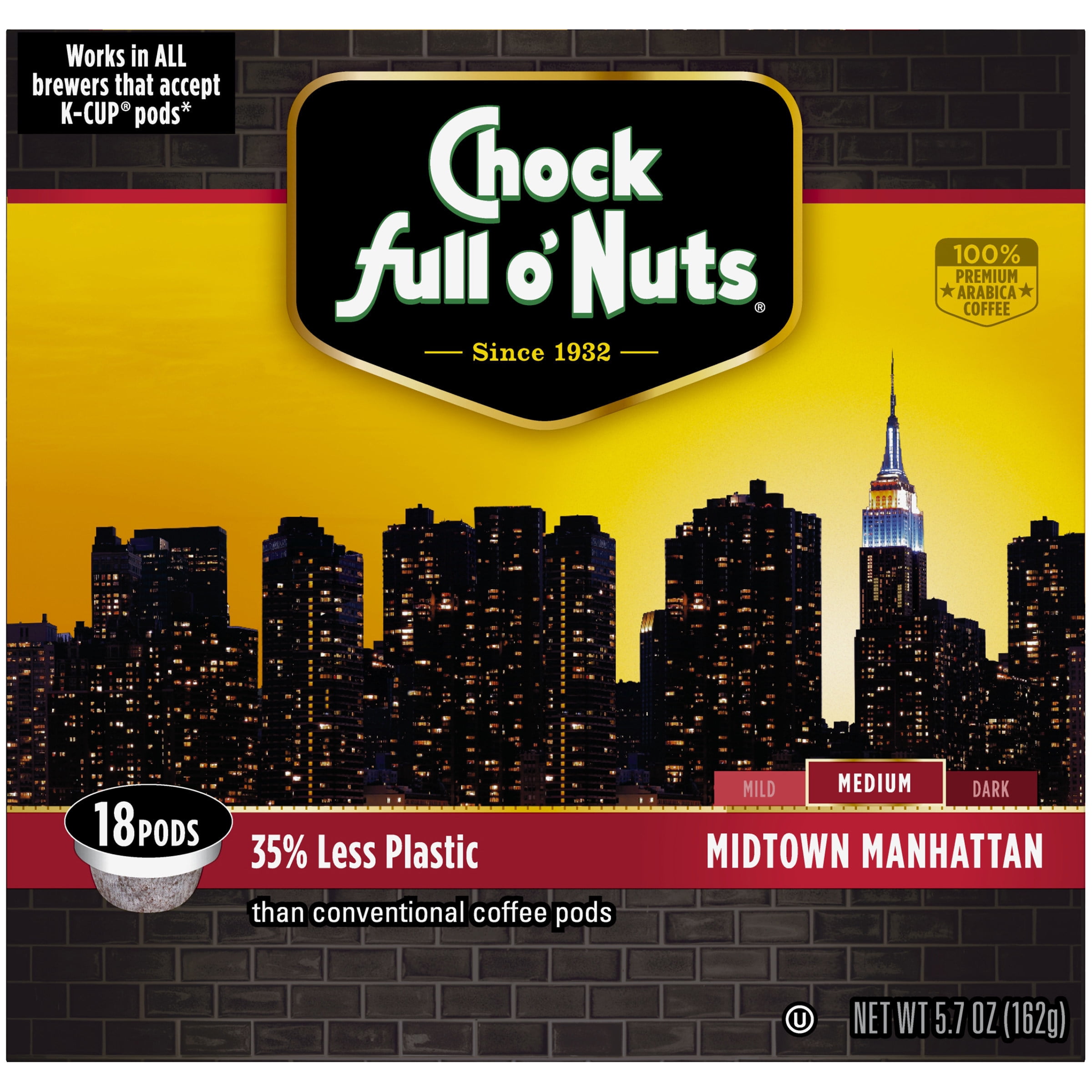 Chock Full o'NutsÂ® Midtown Manhattan Medium Roast Coffee Single Serve ...