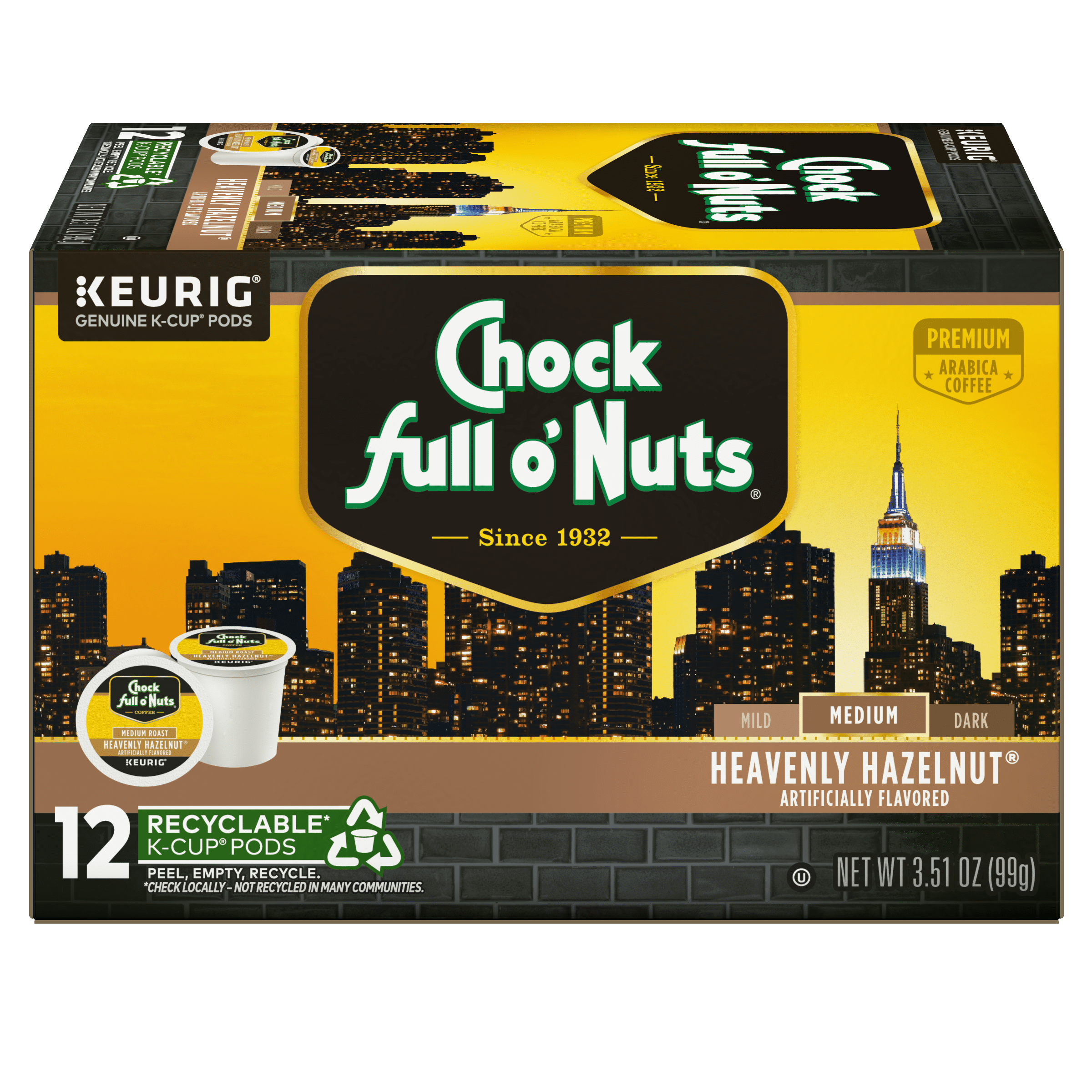 Chock full o’Nuts® Heavenly Hazelnut® Coffee, Single Serve Keurig® K ...