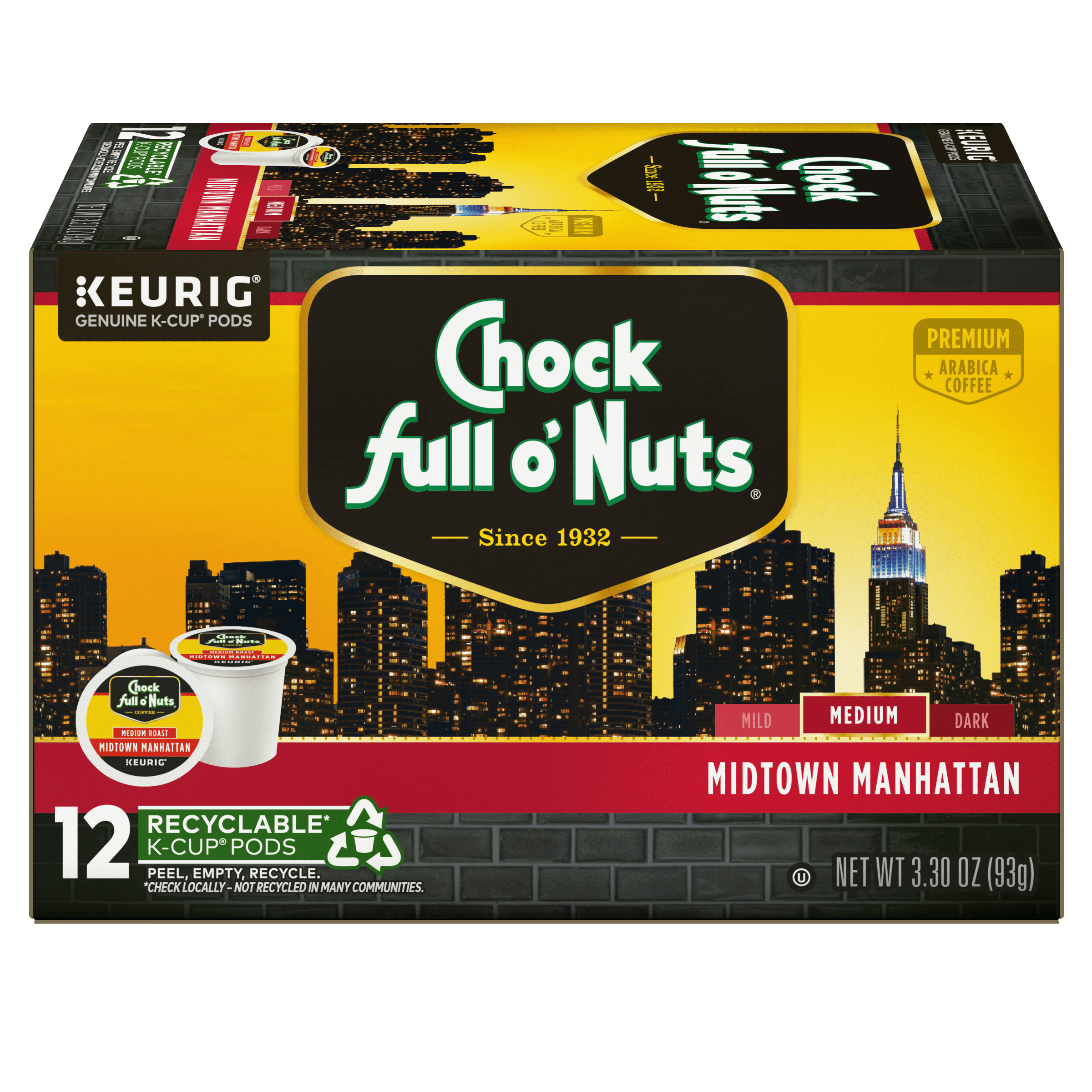 Chock full o’Nuts® Midtown Manhattan Coffee, Single Serve Keurig® K-Cup ...