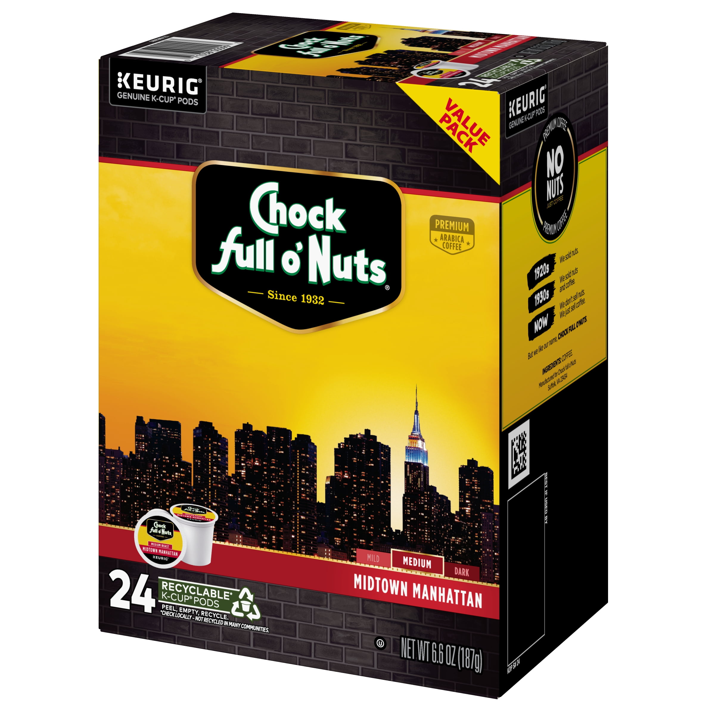 Chock full o’Nuts® Midtown Manhattan Coffee, Single Serve Keurig® K-Cup ...