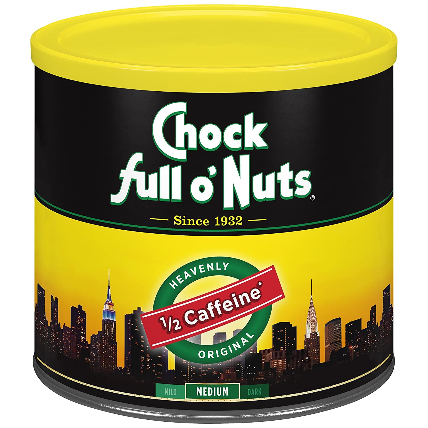 Chock full o’Nuts Half Caffeine Original Roast, Medium Roast Half ...