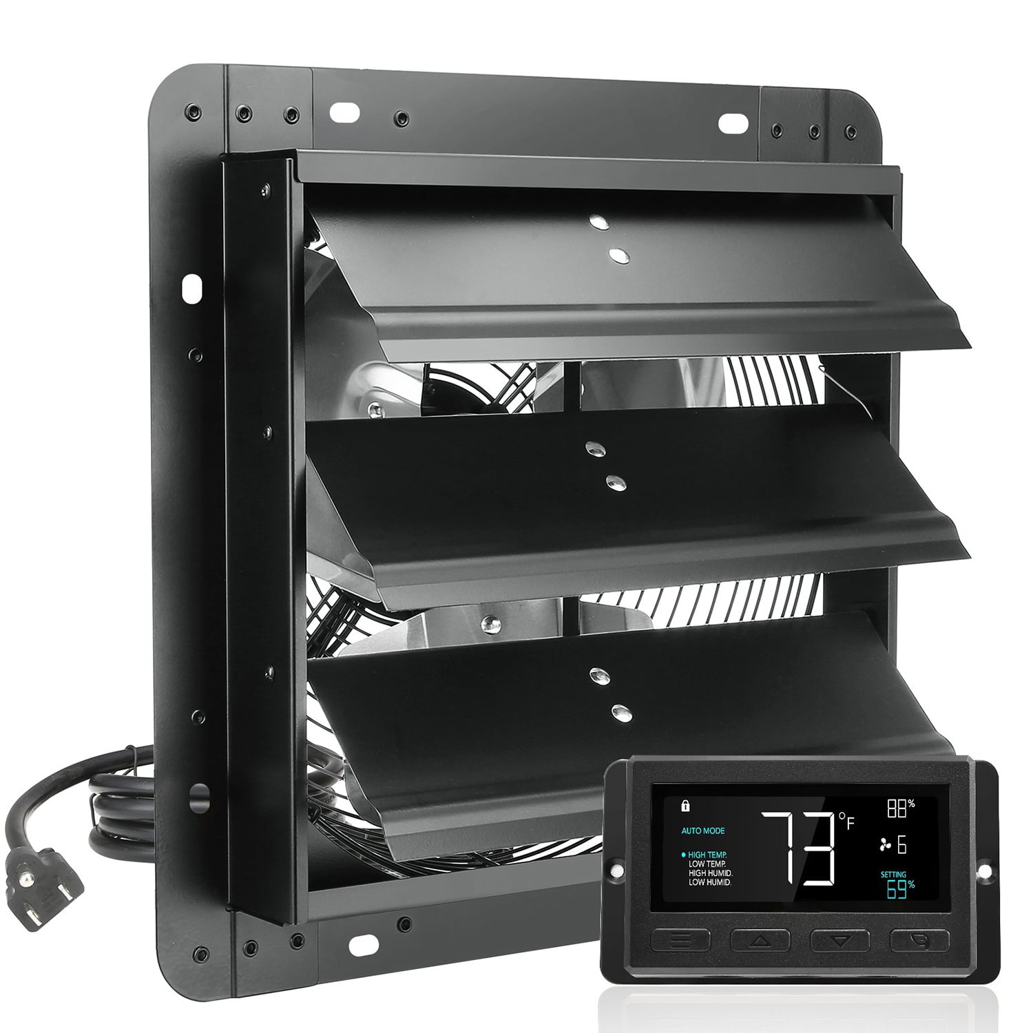 Choco Moon 12" Eco Fan with Temp & Humidity Control, 940 CFM, 10-Speed ...