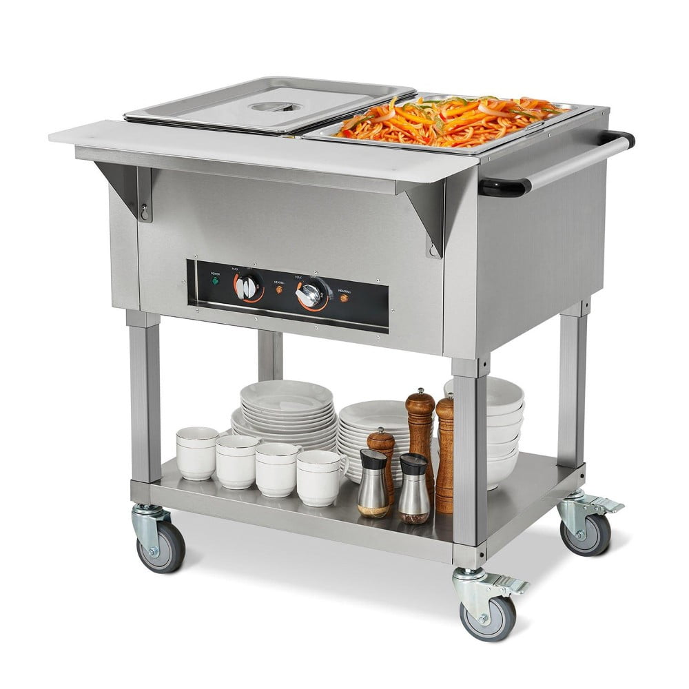 Choco Moon 2-Pan Electric Food Warmer, 1000W Buffet Server, 4-Wheeled ...