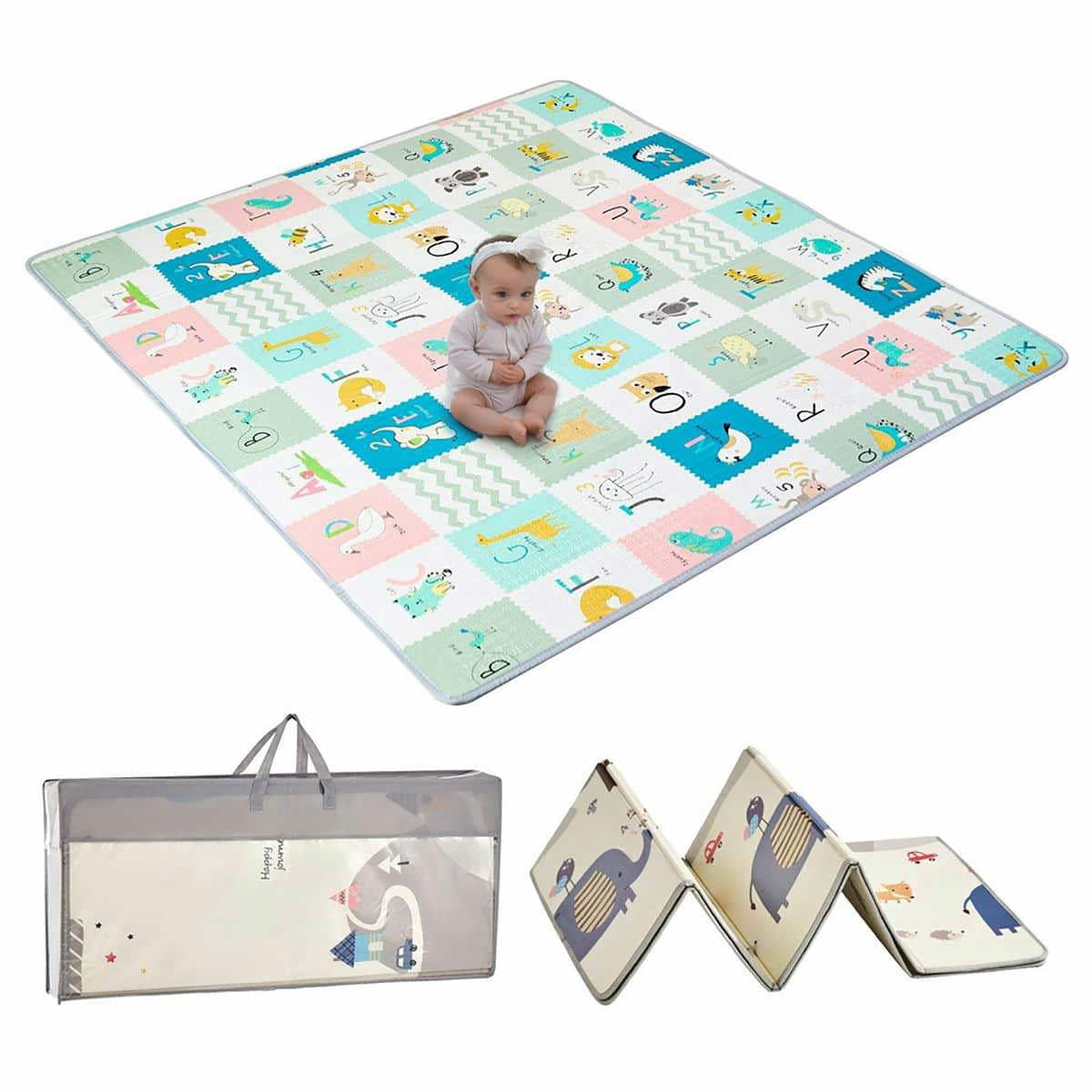 Choco Moon 2-Sided 71x79 Baby Play Mat, Crawling Soft Activity Floor ...