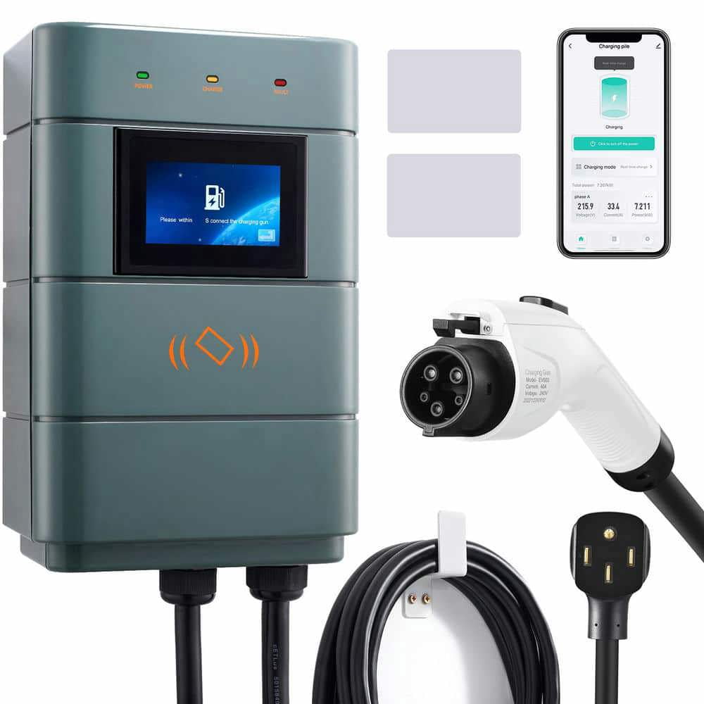 Choco Moon 240V 11.5 kW NEMA14-50 EV Charger, 0-48A WiFi Smart, 24FT ...