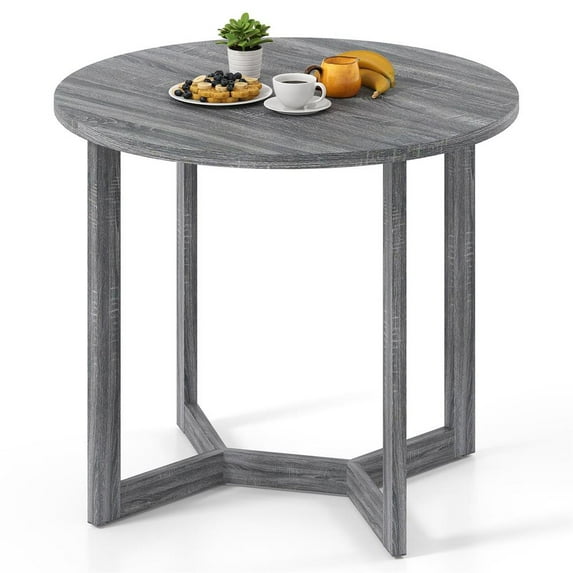 Choco Moon 36 Inch Round Wood Dining Table for 2-4 People with Wing ...