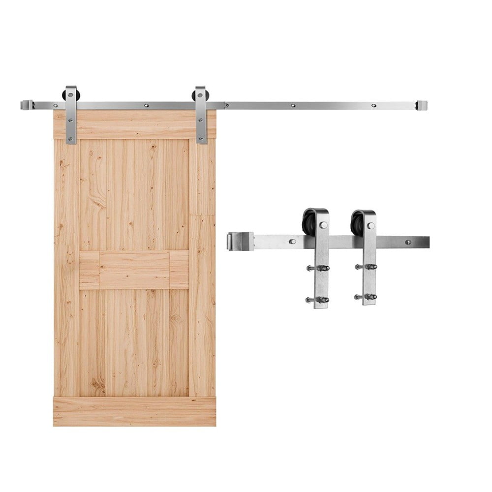 Choco Moon 5FT Barn Door Hardware Kit, Sleek Silver, Single Sliding ...
