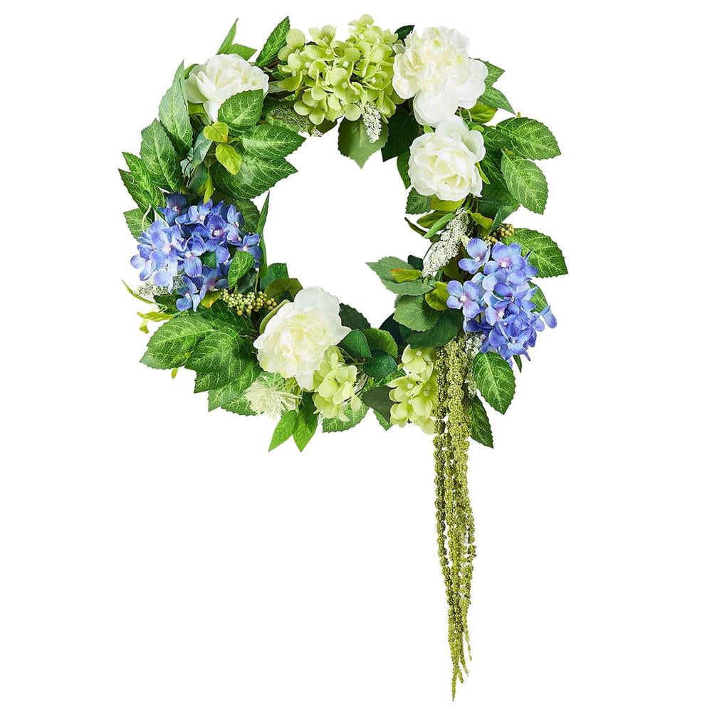 Choco Moon Artificial Decorative Wreath 23 in Blue White Green ...