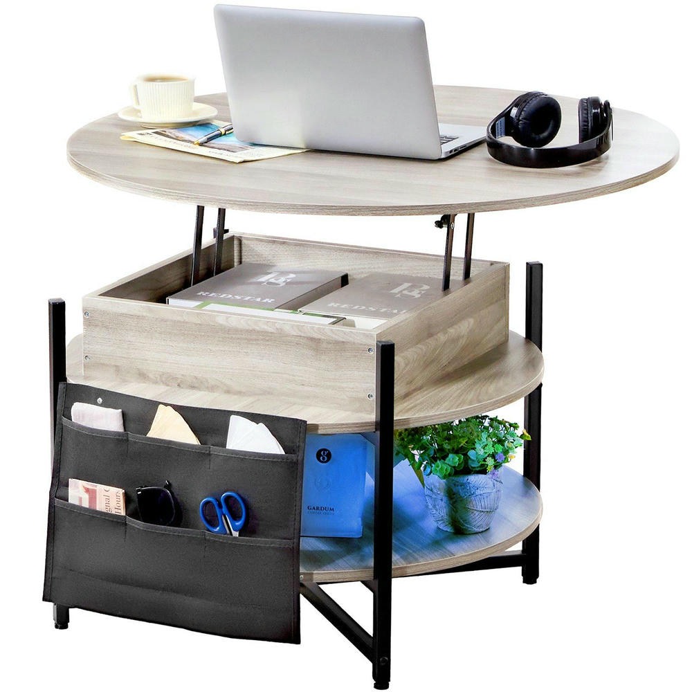 Choco Moon Elevate Your Space with 35.3" Round Coffee Table - Storage ...