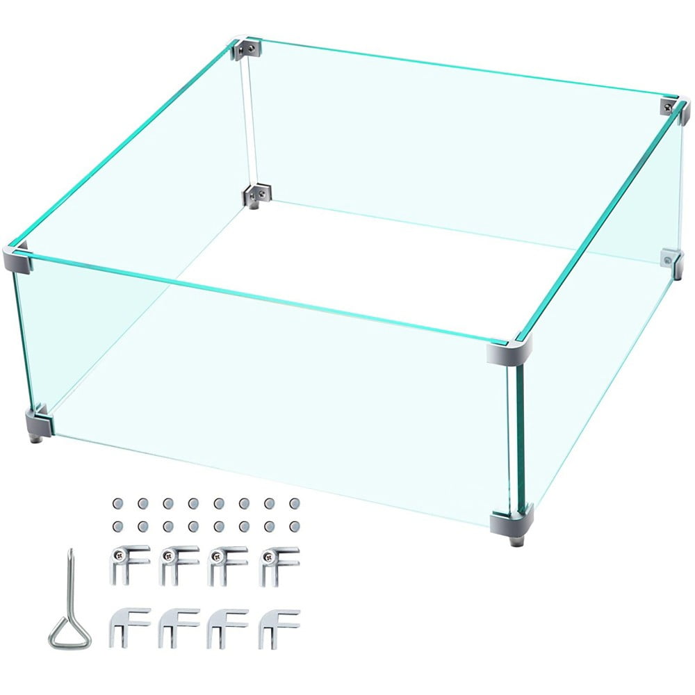 Choco Moon Fire Pit Shield, 14x14x6" Clear Tempered Glass, Rectangular ...