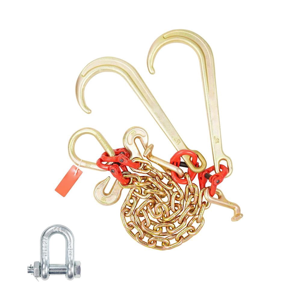 Choco Moon Heavy Duty 3/8"x2' G80 Tow Chain J Hook V-Chain Bridle Grab ...