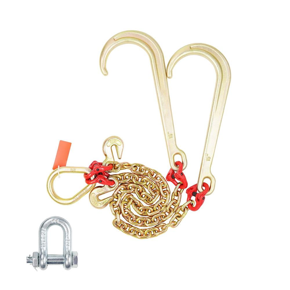 Choco Moon Heavy Duty 5/16" x 2' G80 Tow Chain J Hook V-Chain Bridle ...