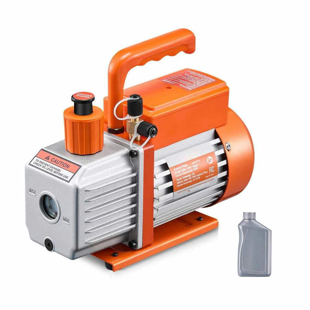 Choco Moon High-Performance 5 CFM HVAC Single Stage Rotary Vane Vacuum Pump, Oil-Include ...