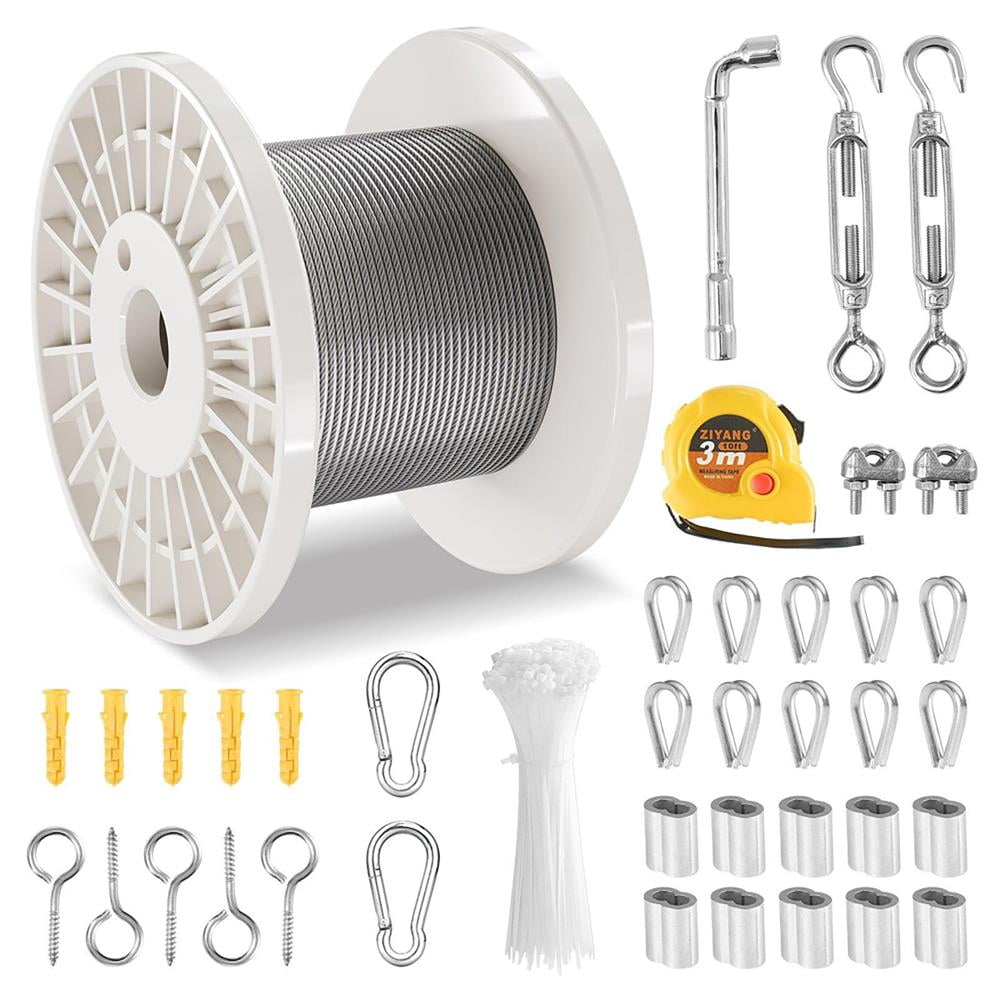 Choco Moon Industrial-Grade 1/8" 7x7 Stainless Steel Cable Rope, 100 ft ...