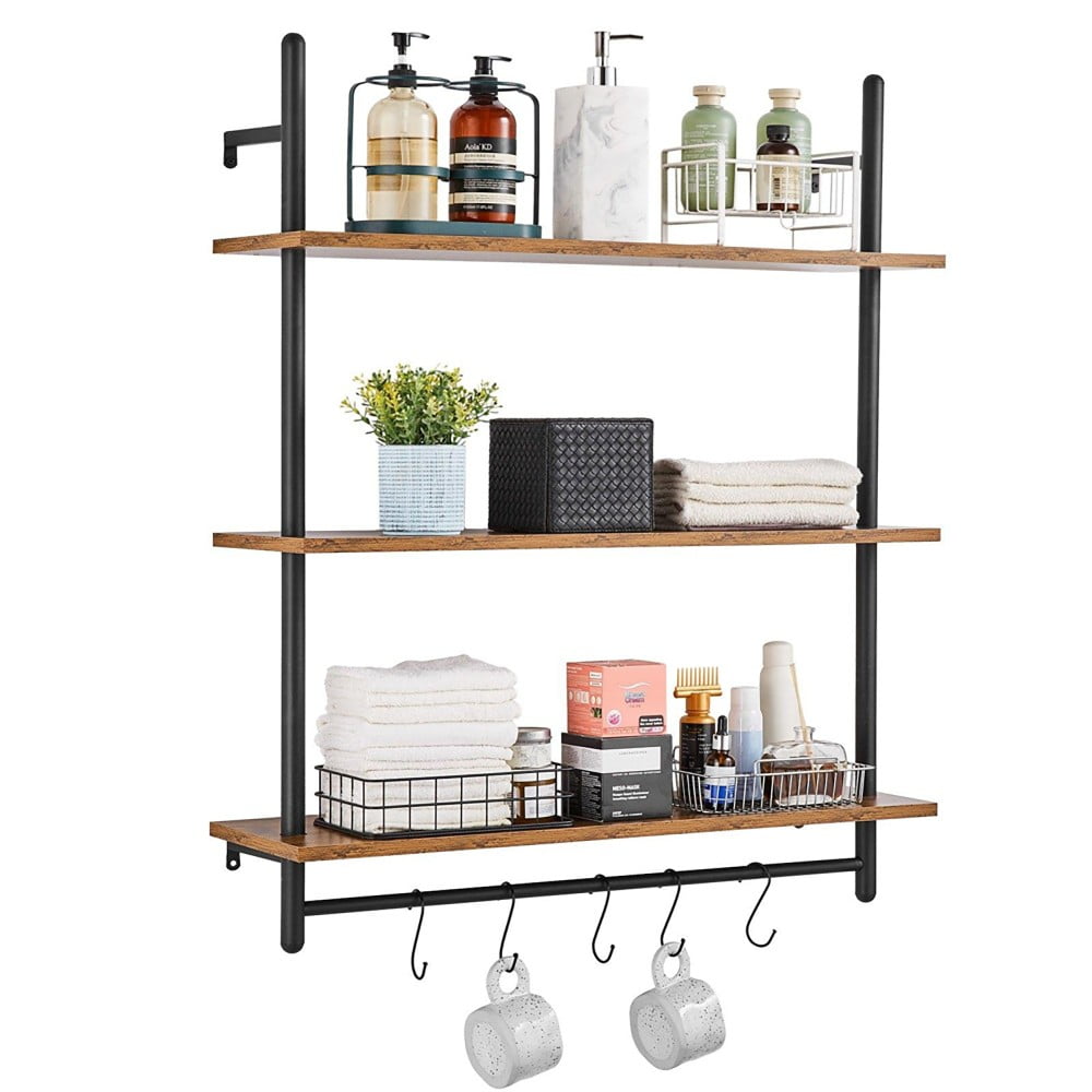 Choco Moon Industrial Pipe Rack 3-Tier, 32x9.84in, Wall-Mounted Storage ...