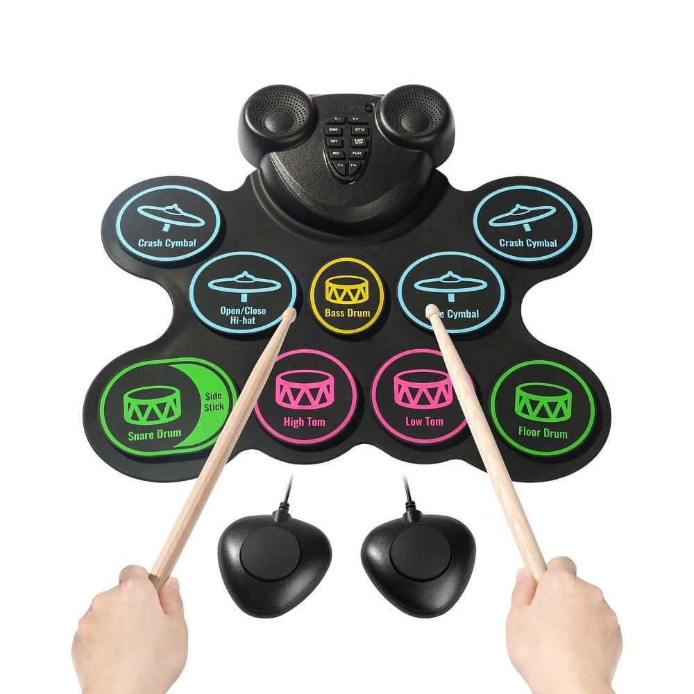 Choco Moon Kids Electronic Drum Kit with 9-Piece Set, Built-In Sound ...
